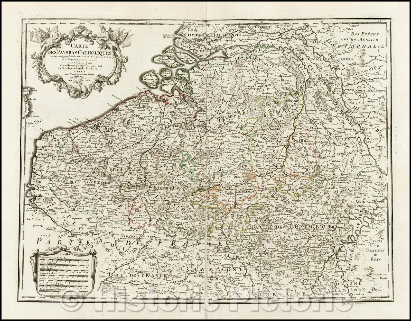 Historic Map - Carte Des Pays Bas Catholiques, 1702, Philippe Buache ...