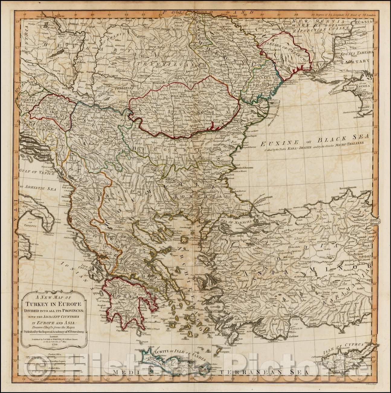 Historic Map - Turkey in Europe Divided into All Its Provinces; With t ...