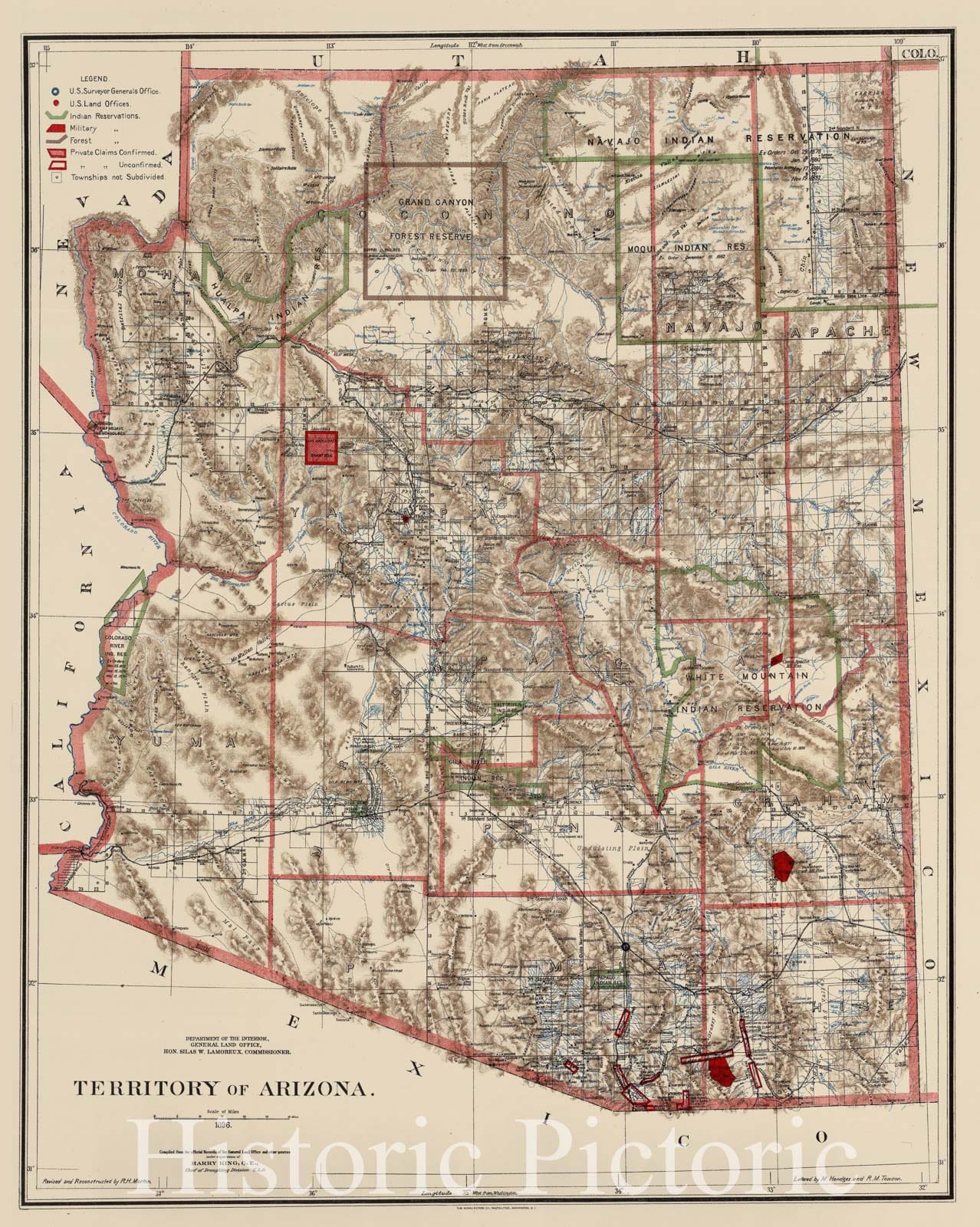 Historic Map - Territory of Arizona, 1896, General Land Office v3 ...