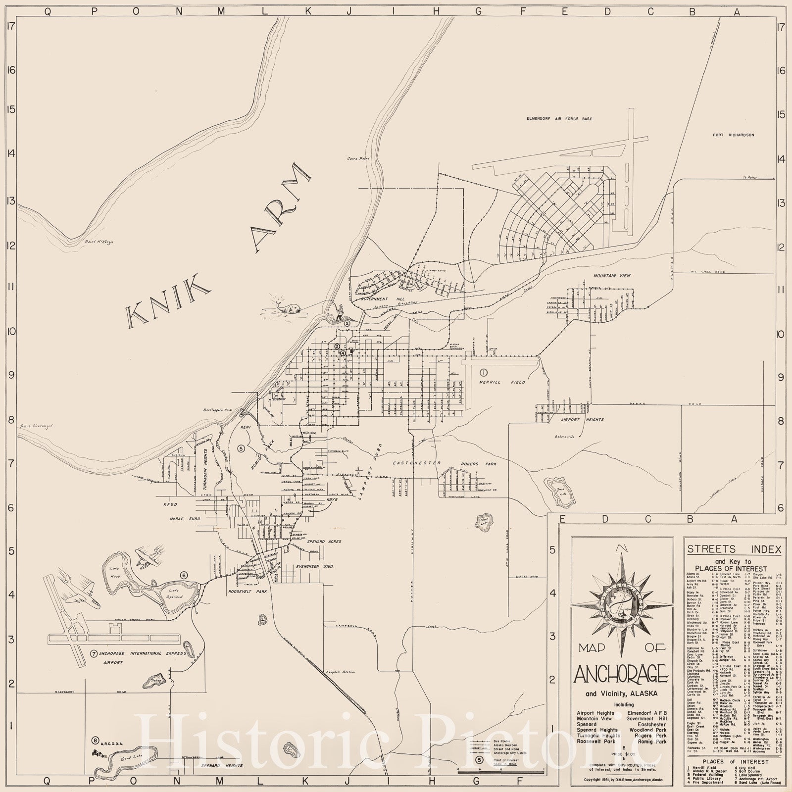 Historic Map - Map of Anchorage and Vicinity, Alaska, 1951, D.M. Stone ...