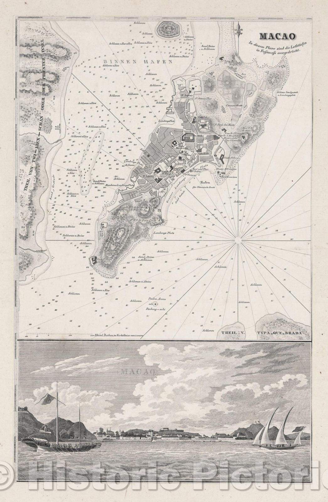 Historic Map - Macao In diesem Plane sind die Lothtiesen in Fussmass a ...