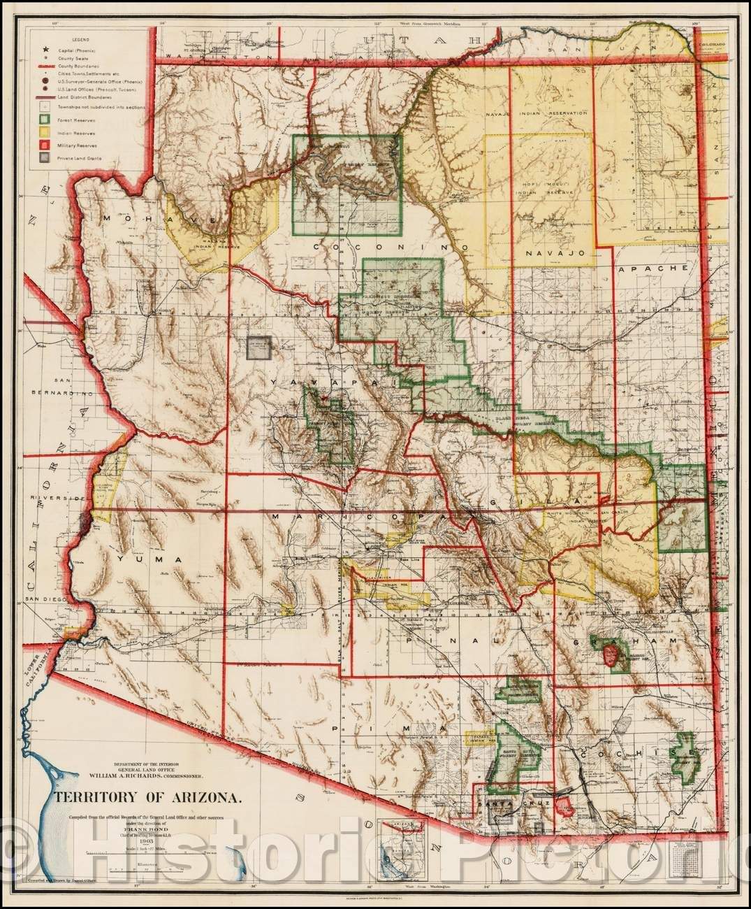 Historic Map - Territory of Arizona, 1903, General Land Office v1 ...