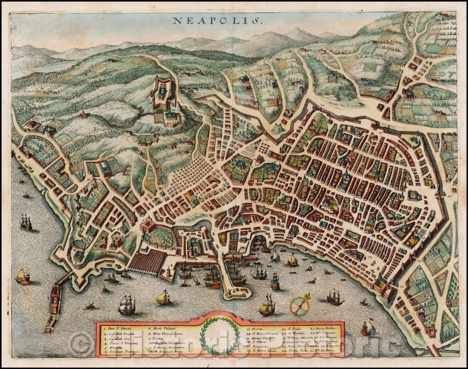 Historic Map - Neapolis, 1638, Matthaeus Merian - Vintage Wall Art ...