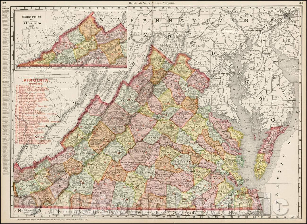 Historic Map - Virginia, 1903, Rand McNally & Company - Vintage Wall A ...