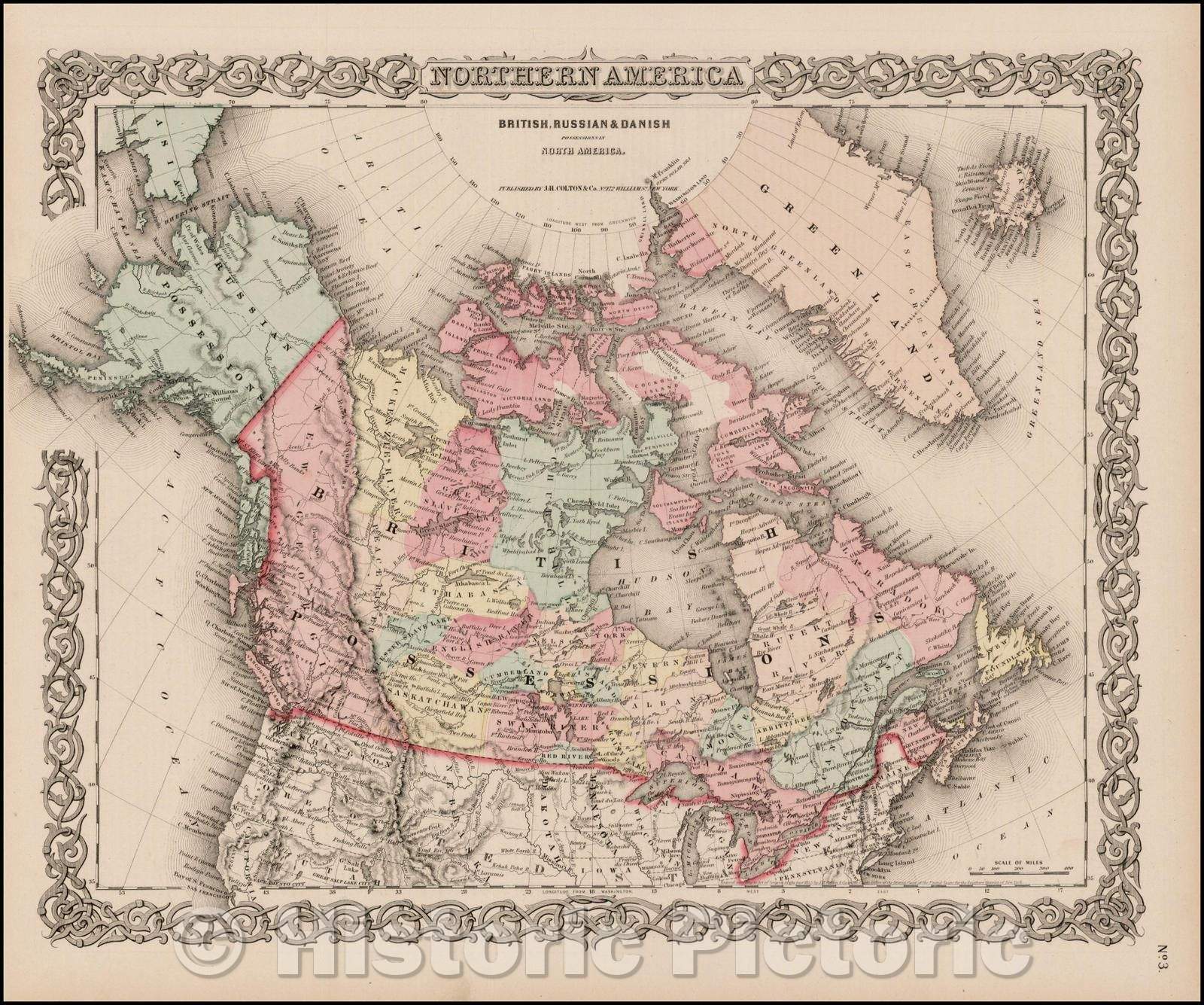 Historic Map - Northern America. British, Russian & Danish Possessions ...