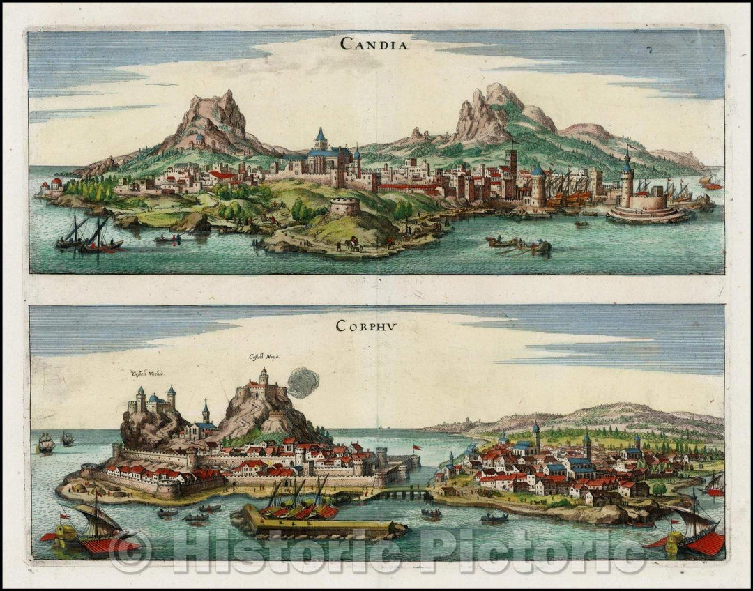 Historic Map - Candia, 1638, Matthaus Merian - Vintage Wall Art ...