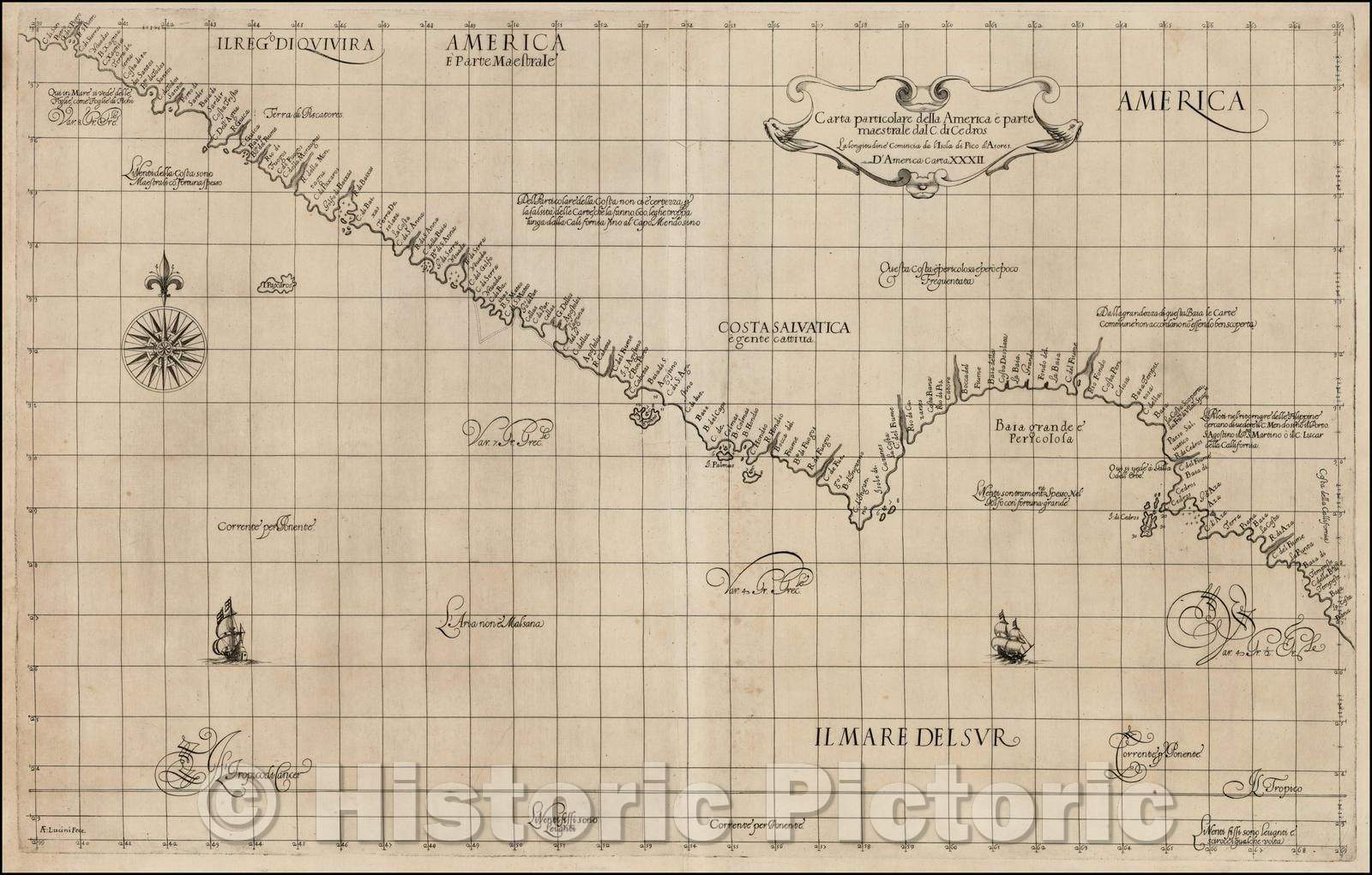Historic Map - Carta particolare della America e parte maestrale dal C ...
