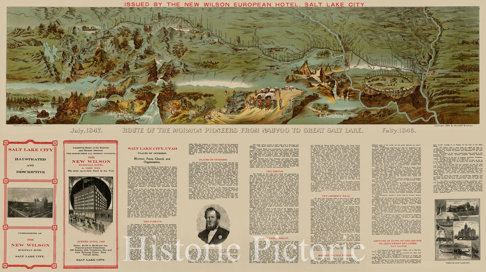 Historic Map - Route of the Mormon Pioneers From Nauvoo To Great Salt ...