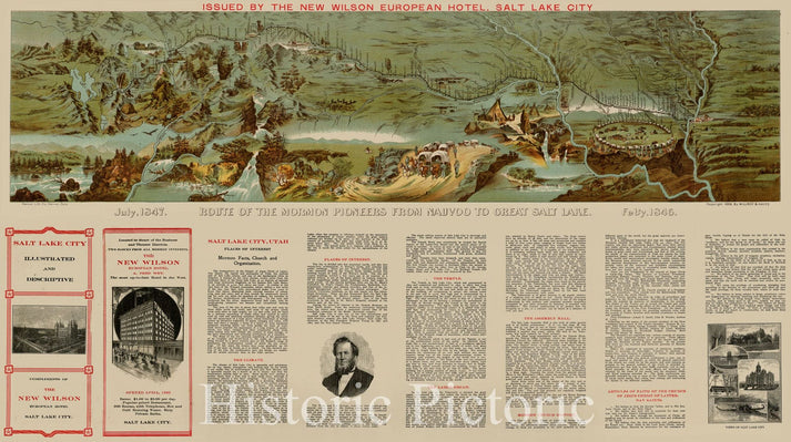 Historic Map - Route of the Mormon Pioneers From Nauvoo To Great Salt ...