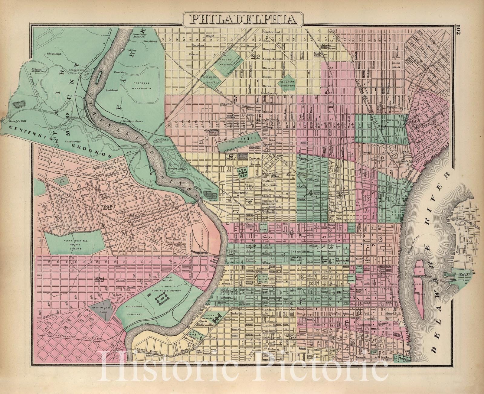 Historic Map - Philadelphia, 1870, OW Gray - Vintage Wall Art ...