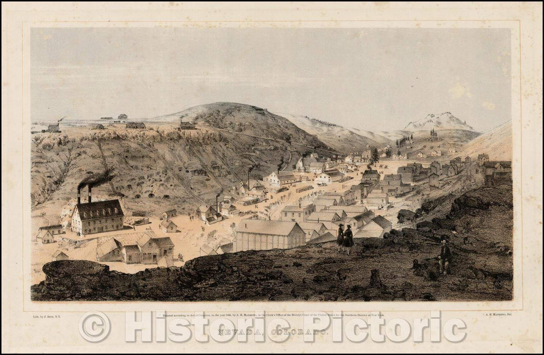 Historic Map - Nevada, Colorado/Nevada, Colorado, 1866, Alfred Edward ...