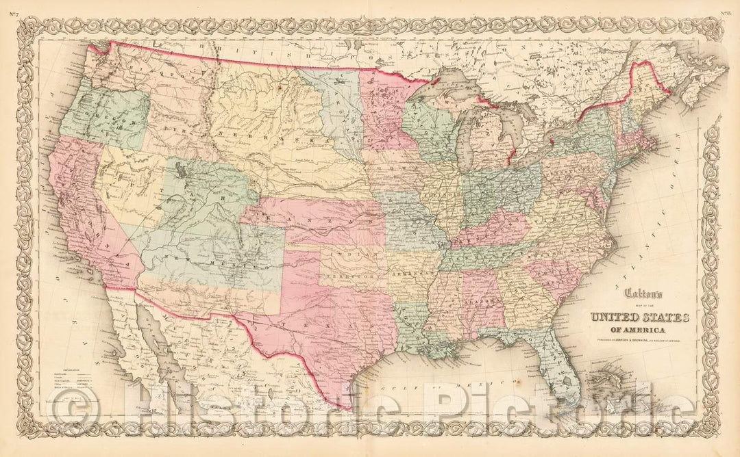 Historic Map - Colton's Map of the United States of America, 1859, Jos ...