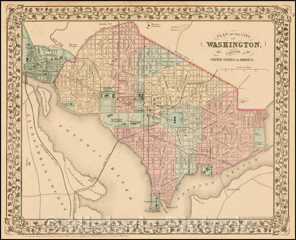 Historic Map - Plan of the City of Washington. The Capitol of the Unit ...