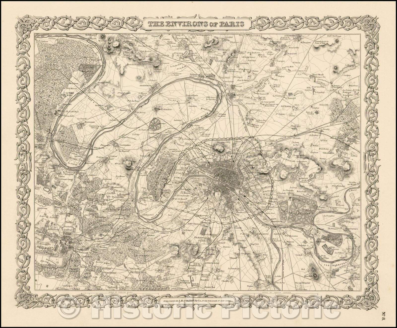 Historic Map - The Environs of Paris, 1859, Joseph Hutchins Colton v2 ...
