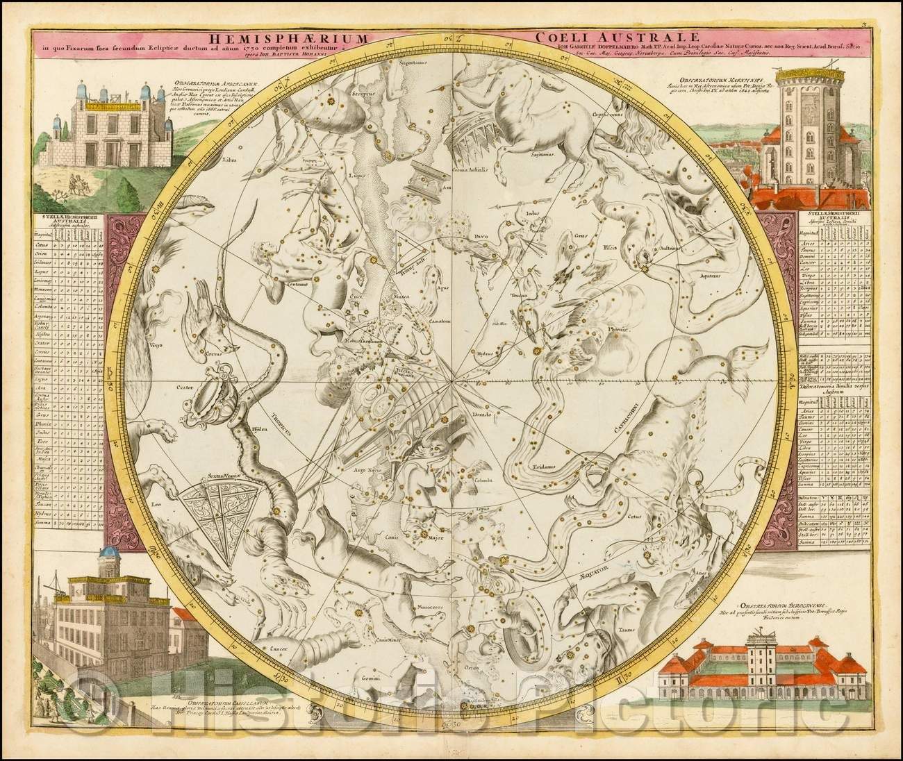 Historic Map - Hemisphaerium Coeli Australe in quo Fixarum loca secund ...