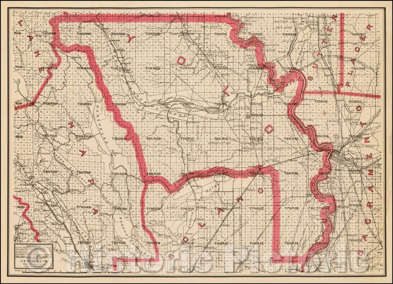 Historic Map - C.F. Weber's Map of Yolo County California, 1914, Punne ...