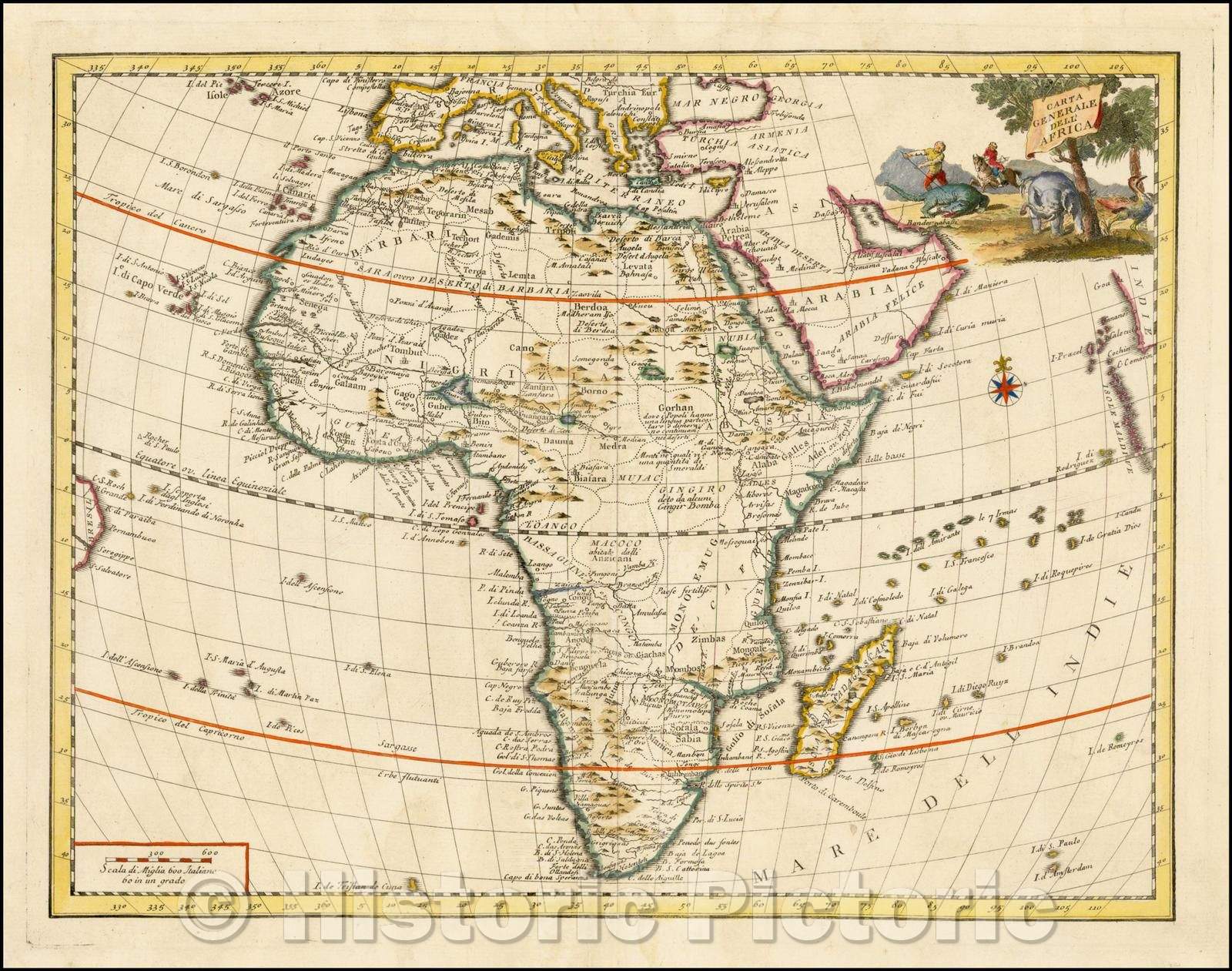 Historic Map - Carta Generale Dell' Africa, 1740, Giambattista Albrizz ...