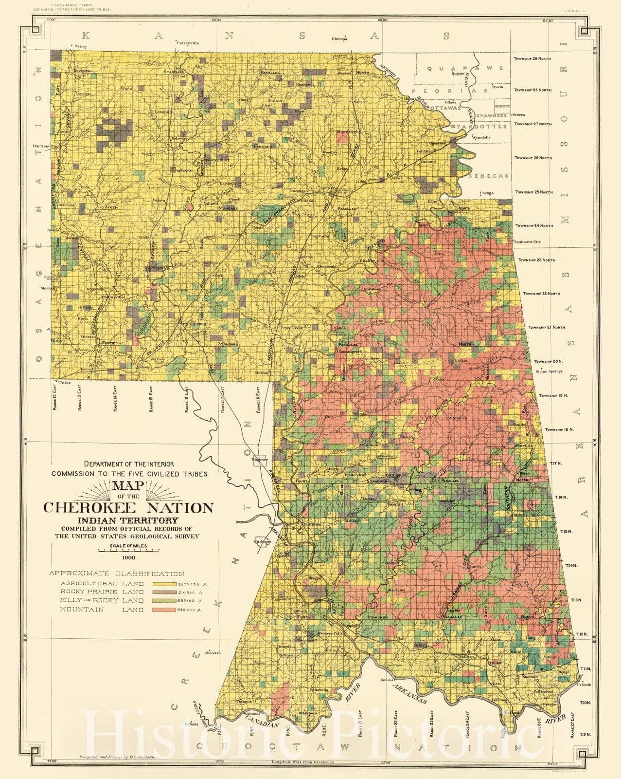 Historic Map - Map of the Cherokee Nation Indian Territory, 1900, Unit ...
