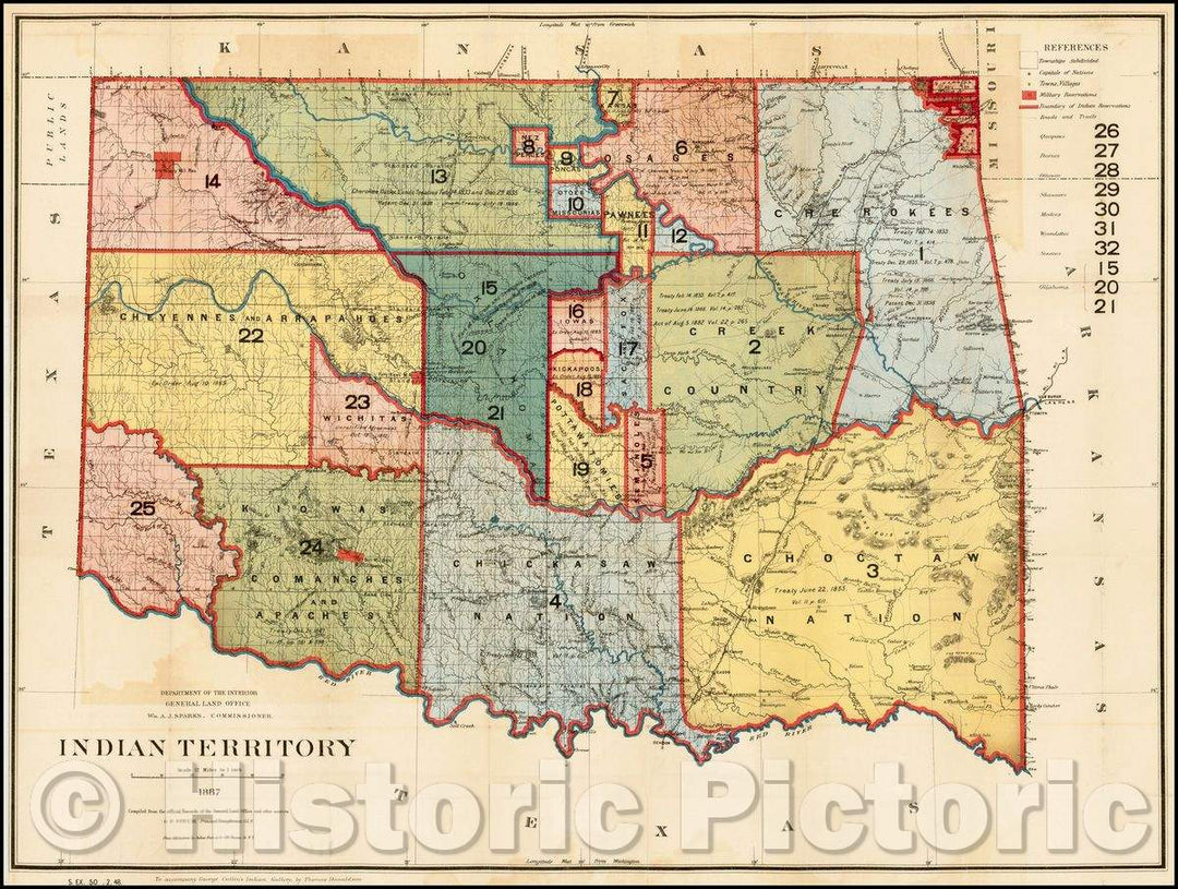 Historic Map - Indian Territory, 1887, U.S. General Land Office v2 ...