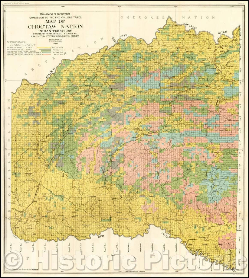 Historic Map - Map of the Choctaw Nation Indian Territory, 1900, Unite ...