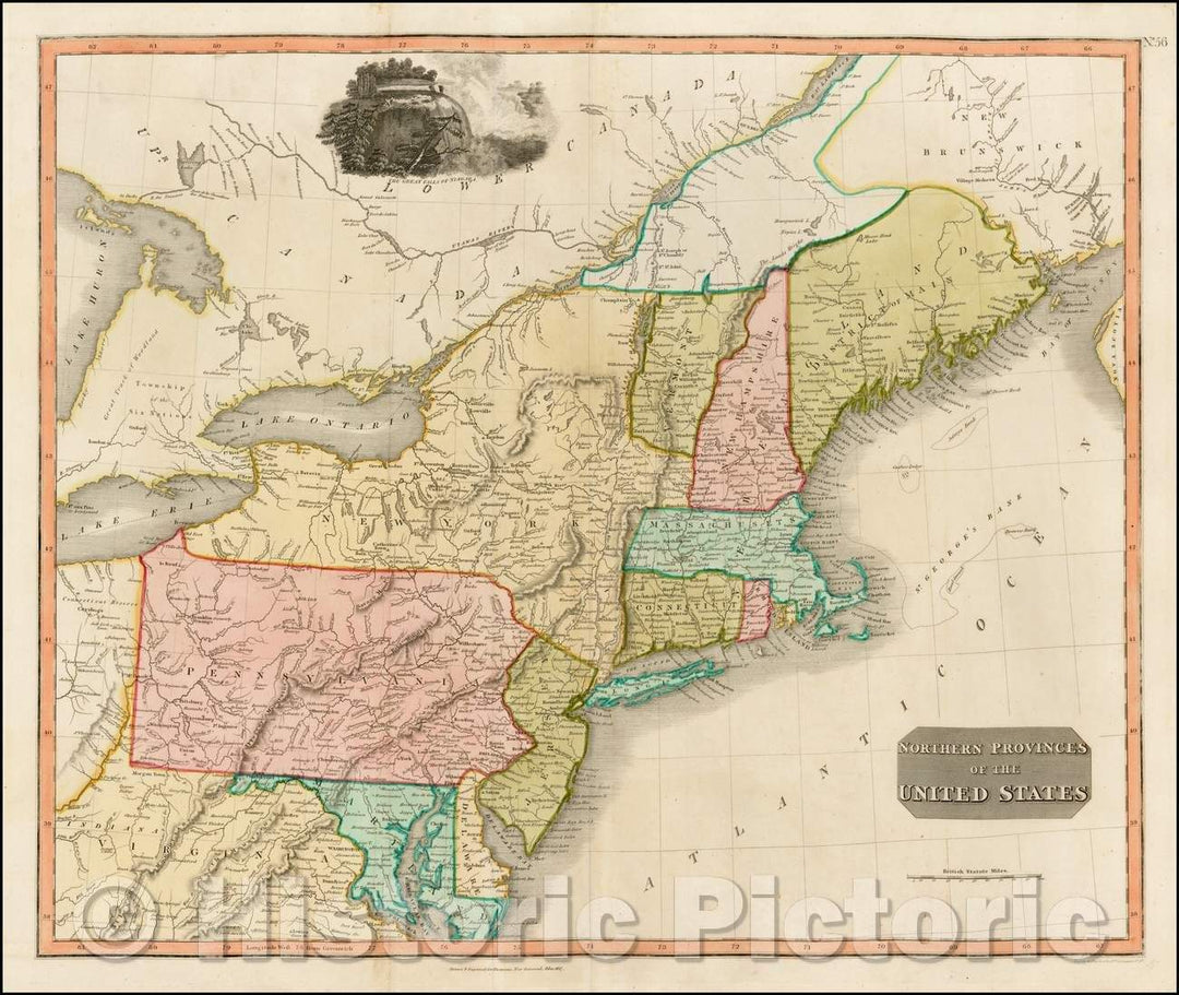 Historic Map - Northern Provinces of the United States, 1817, John Tho ...