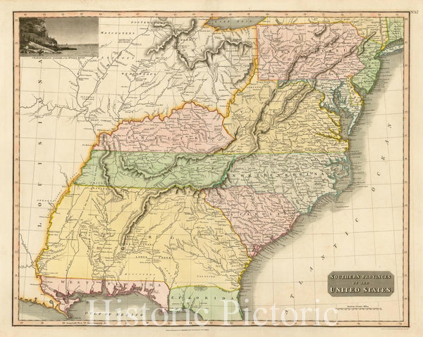 Historic Map - Southern Provinces of the United States, 1817, John Tho ...