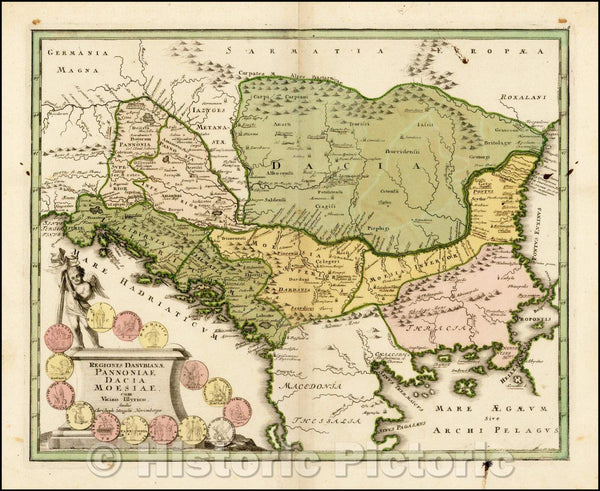 Historic Map - Regiones Danubianae Pannoniae Daciae Moesiae cum Vicino ...