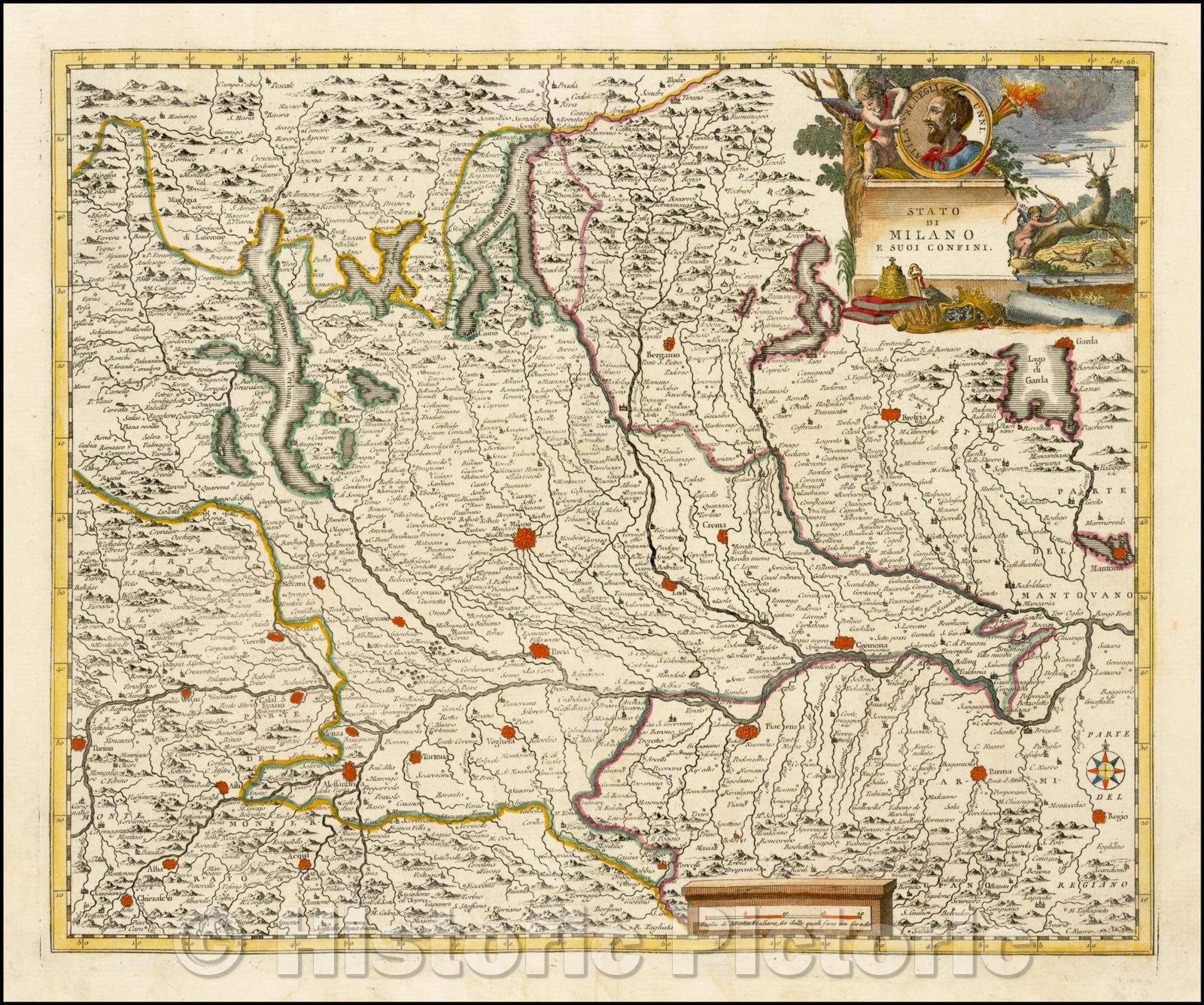 State of Milan Map 1740 - Historical Map Print | Historic Pictoric