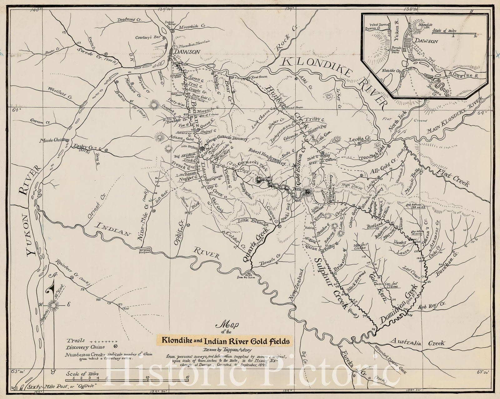 Historic Map - Map of the Klondike and Indian River Gold fields, 1898 ...
