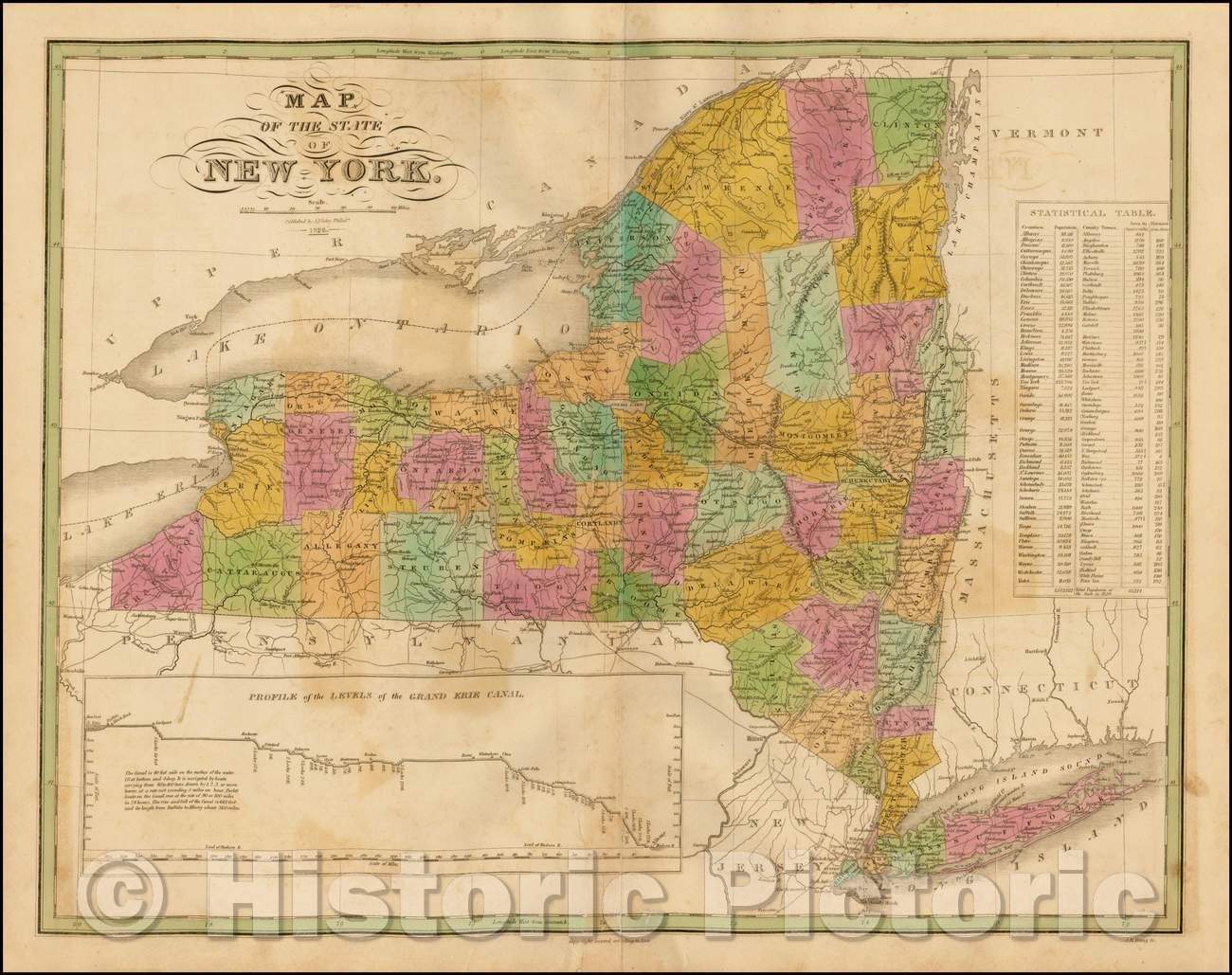 Historic Map - Map of the State of New York, 1826, Anthony Finley - Vi ...