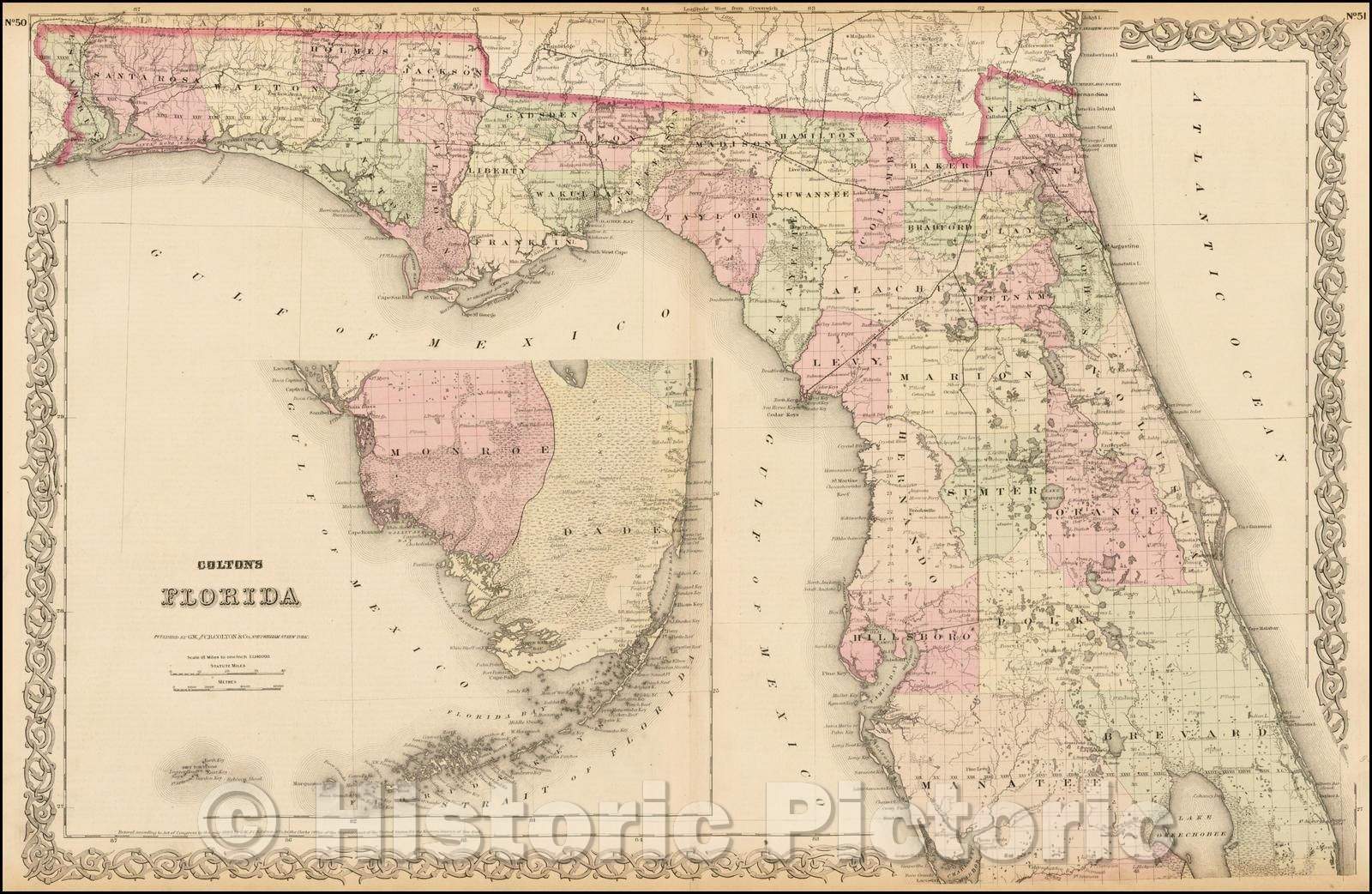 Historic Map - Colton's Florida, 1868, G.W. & C.B. Colton v2 – Historic ...