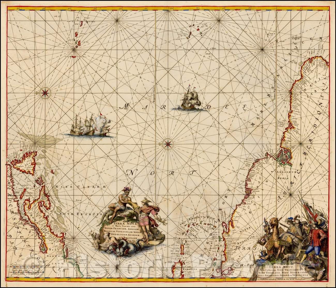 Historic Map - Terra Nova ac Maris Tractus circa Novam Franciam, Angli ...