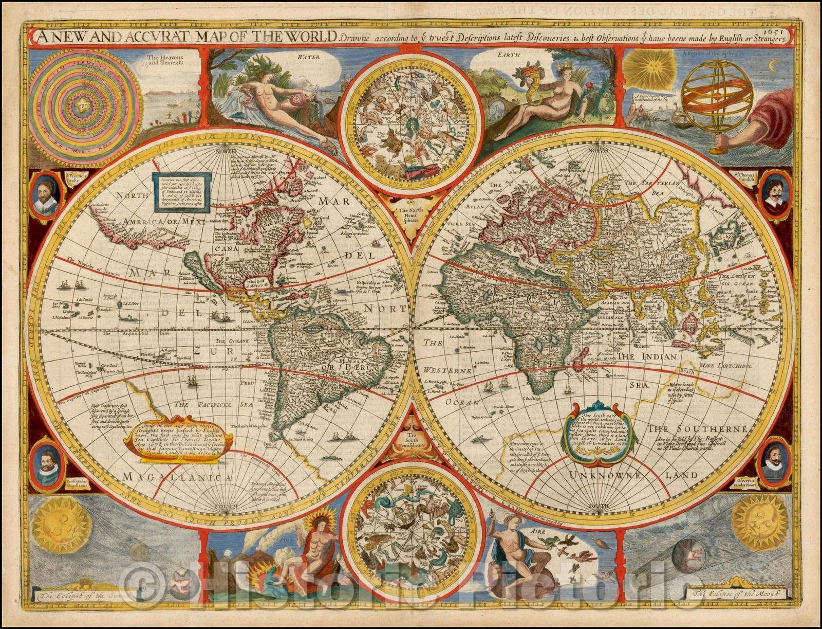 Historic Map - A New and Accurat Map of the World Drawne, 1676, John S ...