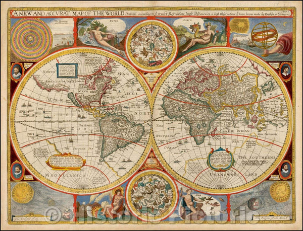 Historic Map - A New and Accurat Map of the World Drawne, 1676, John S ...
