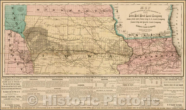 Historic Map - Map Showing Location of Lands Belonging To The Iowa Rai ...