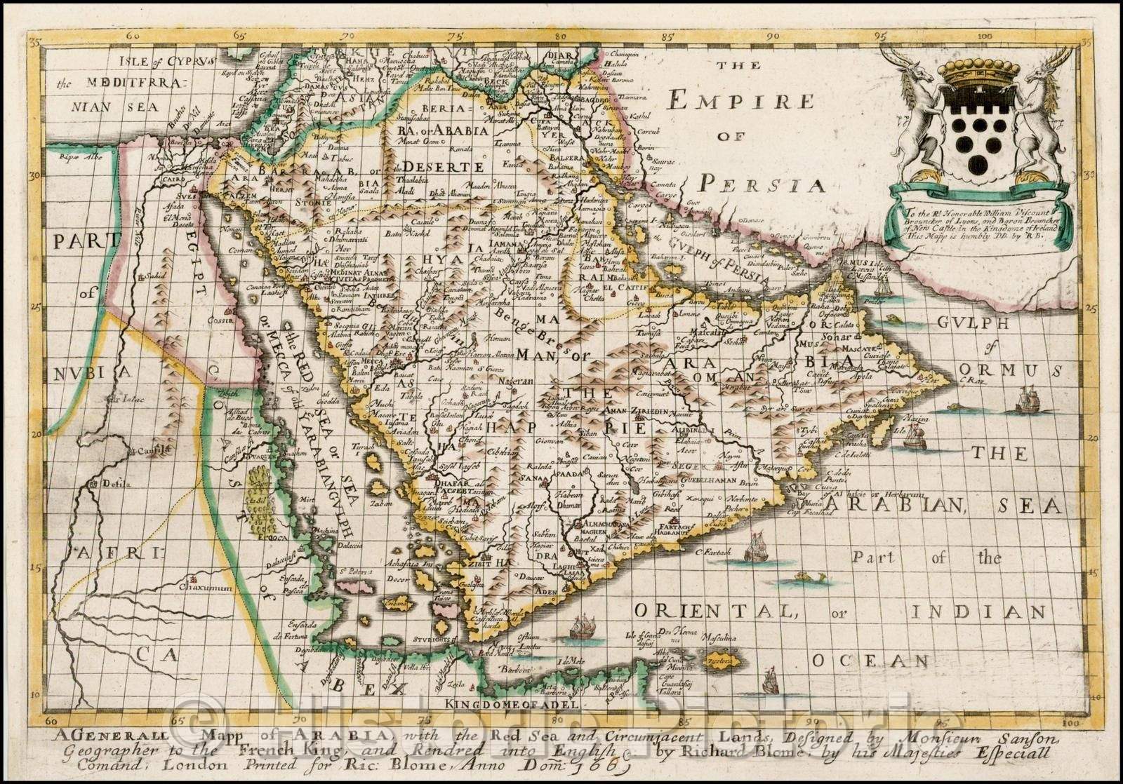 Historic Map - A Generall Mapp of Arabia, with the Red Sea and Circumj ...