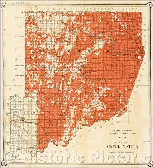 Historic Map - Map Showing progress of Allotment in the Creek Nation ...