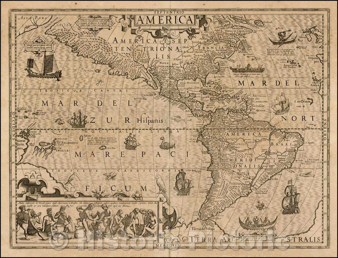 Historic Map - America, 1619, Jodocus Hondius v1 – Historic Pictoric