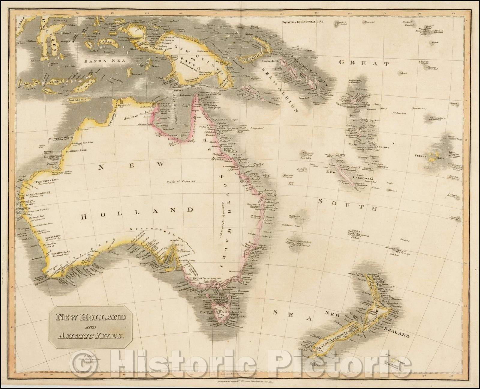 Historic Map - New Holland and Asiatic Isles, 1814, John Thomson v1 ...