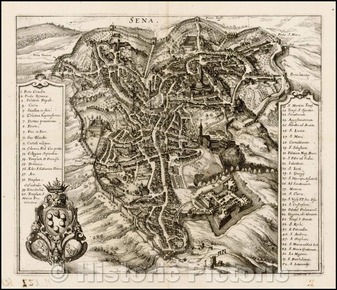Historic Map - Sena Siena, 1638, Matheus Merian v2 – Historic Pictoric