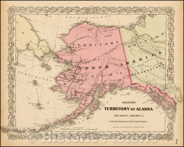 Historic Map - Colton's Territory of Alaska (Russian America) Ceded, 1 ...