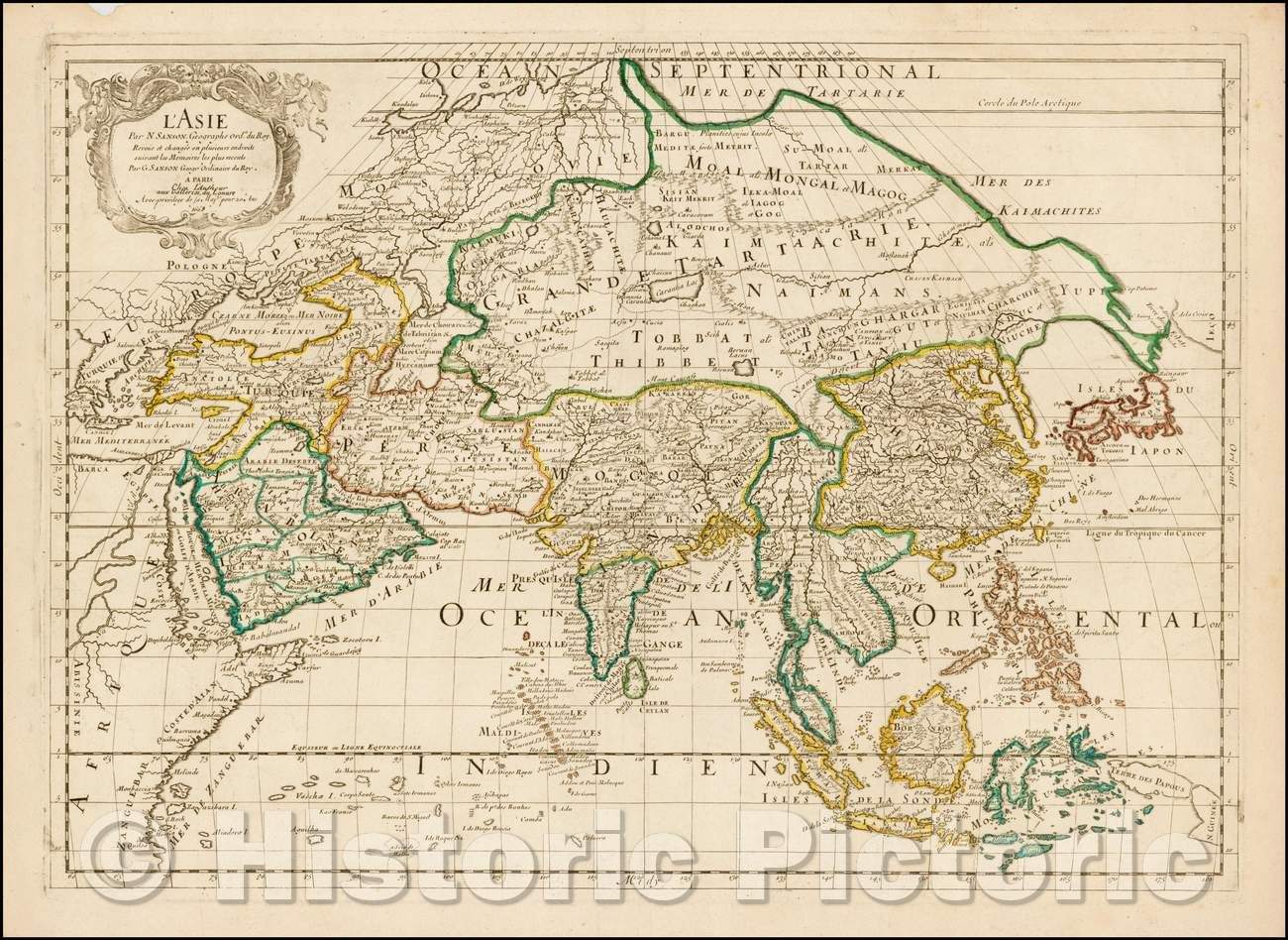 Historic Map - Asia, 1669, Nicolas Sanson - Vintage Wall Art - Historic ...