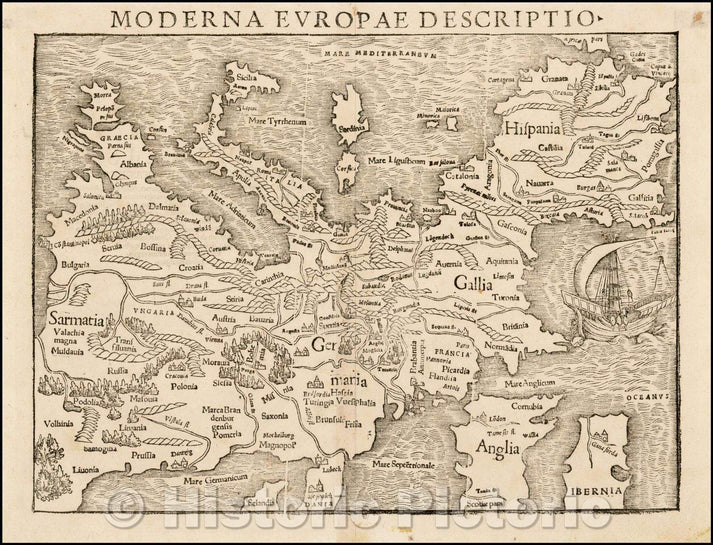 Historic Map - Moderna Europae Descriptio (First Map of the Continent ...