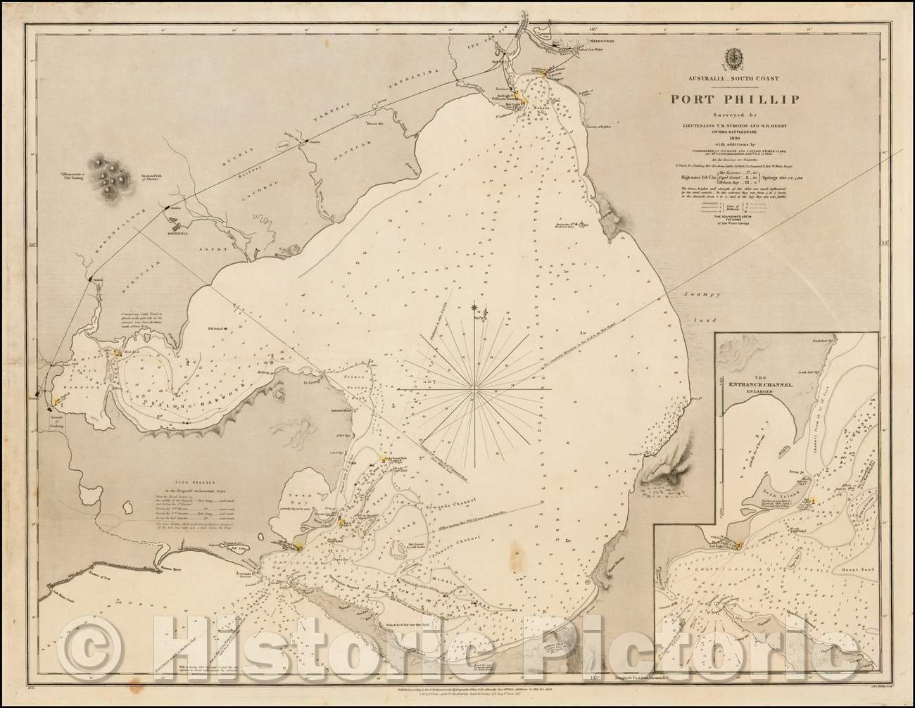 Historic Map - Port Phillip Surveyed, 1858, British Admiralty - Vintag ...