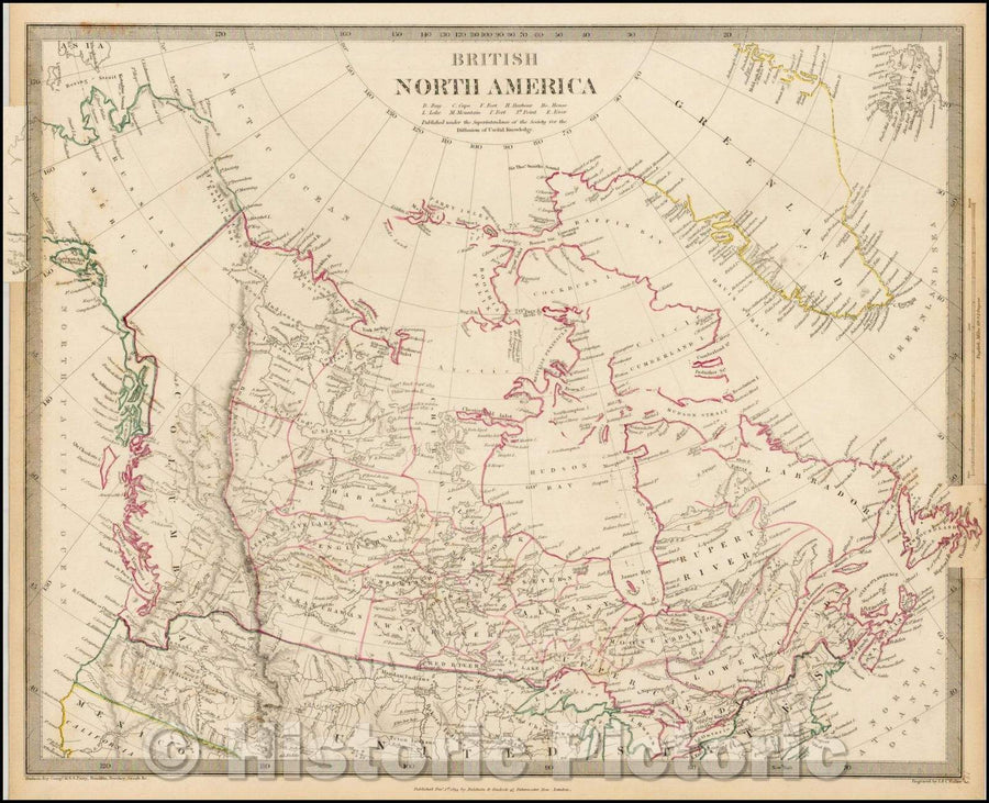 Historic Map - British North America, 1834, SDUK - Vintage Wall Art ...
