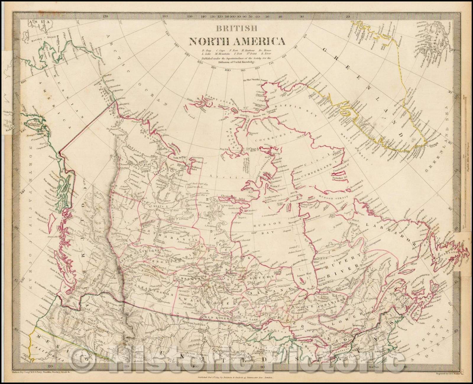 Historic Map - British North America, 1834, SDUK - Vintage Wall Art ...