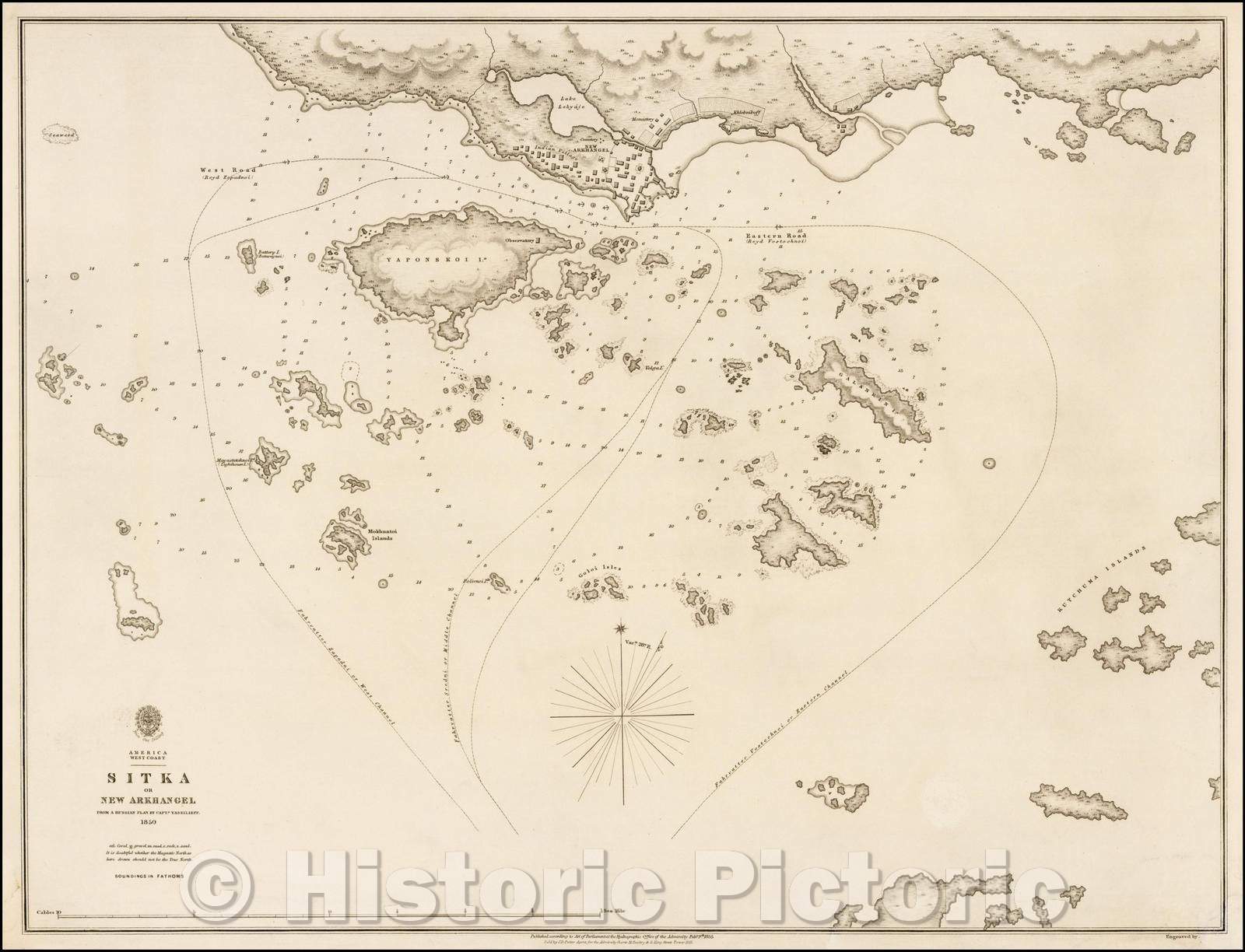 Historic Map - Sitka or New Arkhangel From A Russian Plan, 1855, Briti ...