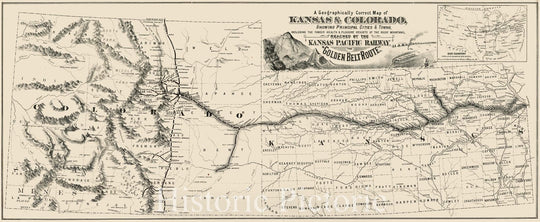 Historic Map - A Geographically Correct Map of Kansas & Colorado, 1878 ...