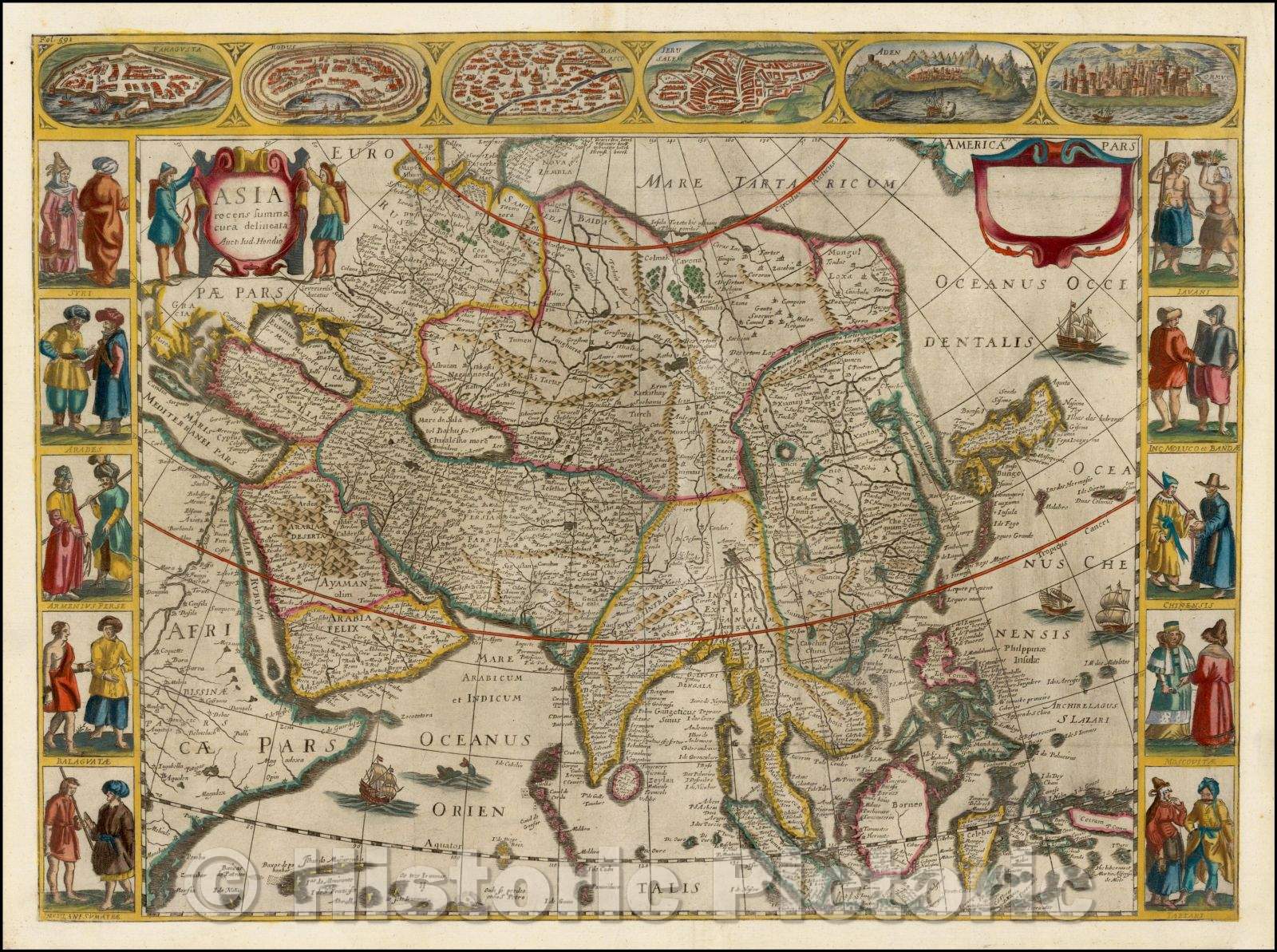 Historic Map - Asia recens summa cura delineata Auct. Jud Hondio, 1650 ...