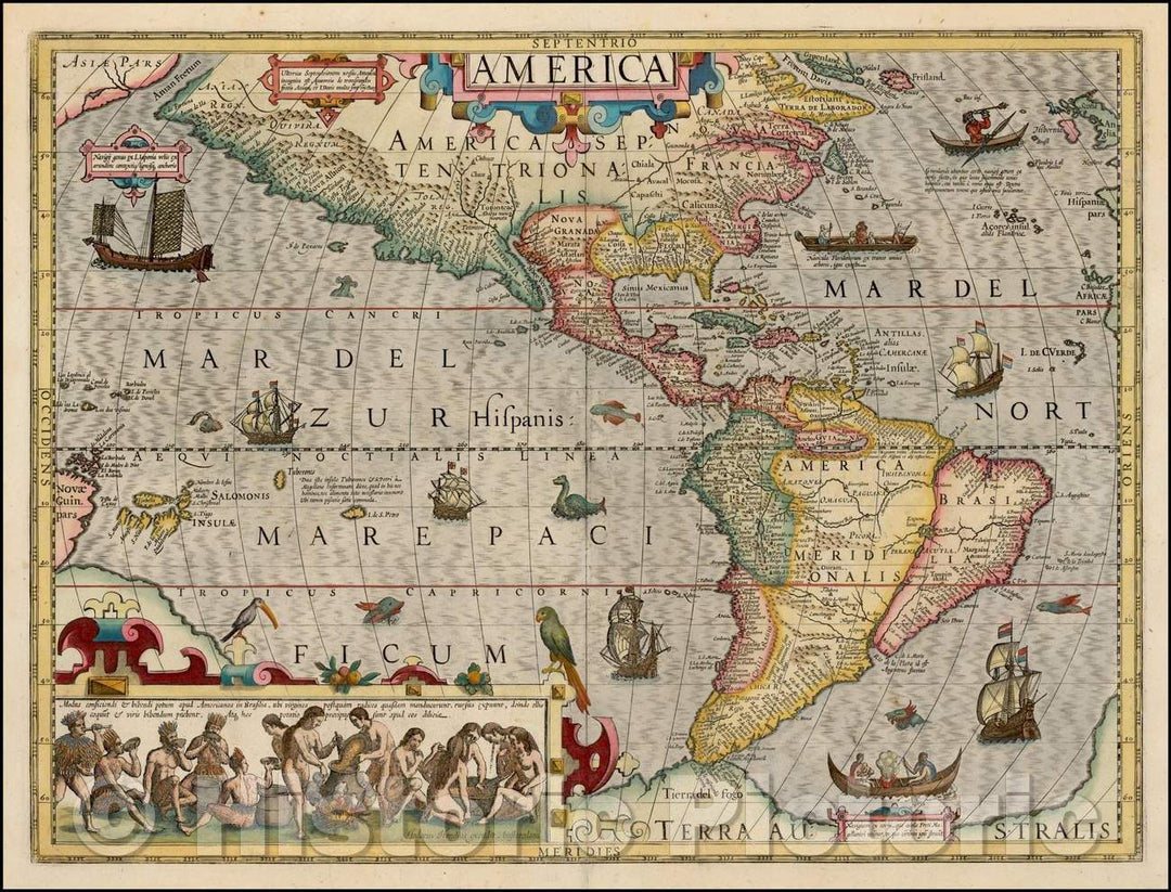 Historic Map - America, 1619, Jodocus Hondius v2 – Historic Pictoric